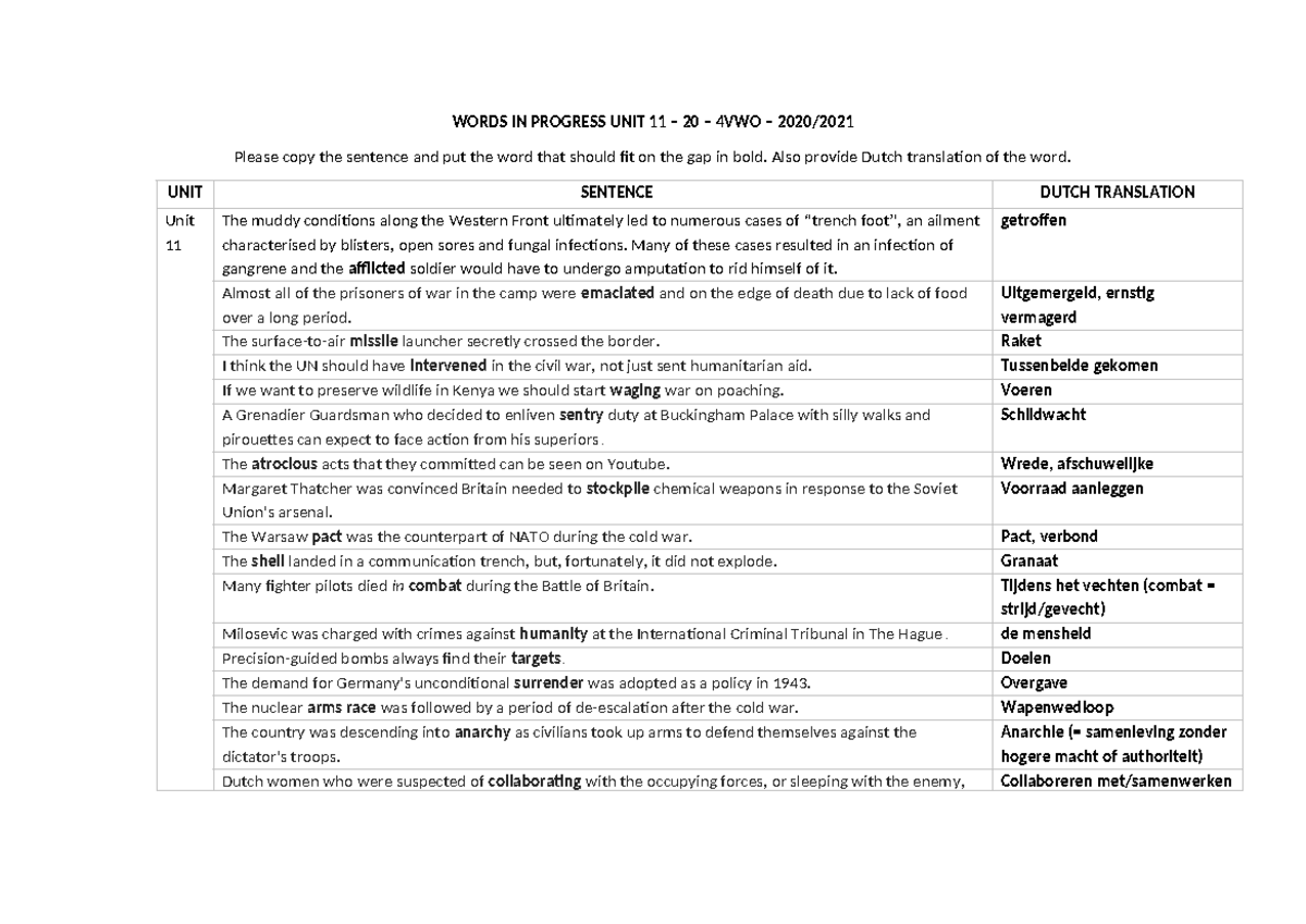 Words in Progress 4V term 2 - WORDS IN PROGRESS UNIT 11 – 20 – 4VWO ...