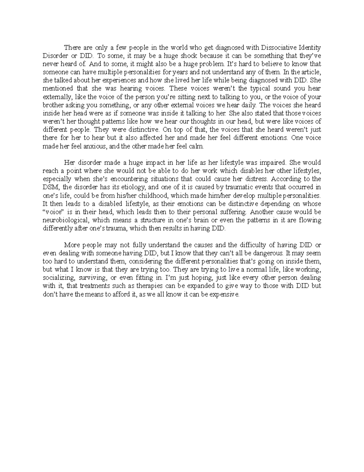 Abnormal Psychology - Course Project (Castillones) - There are only a ...