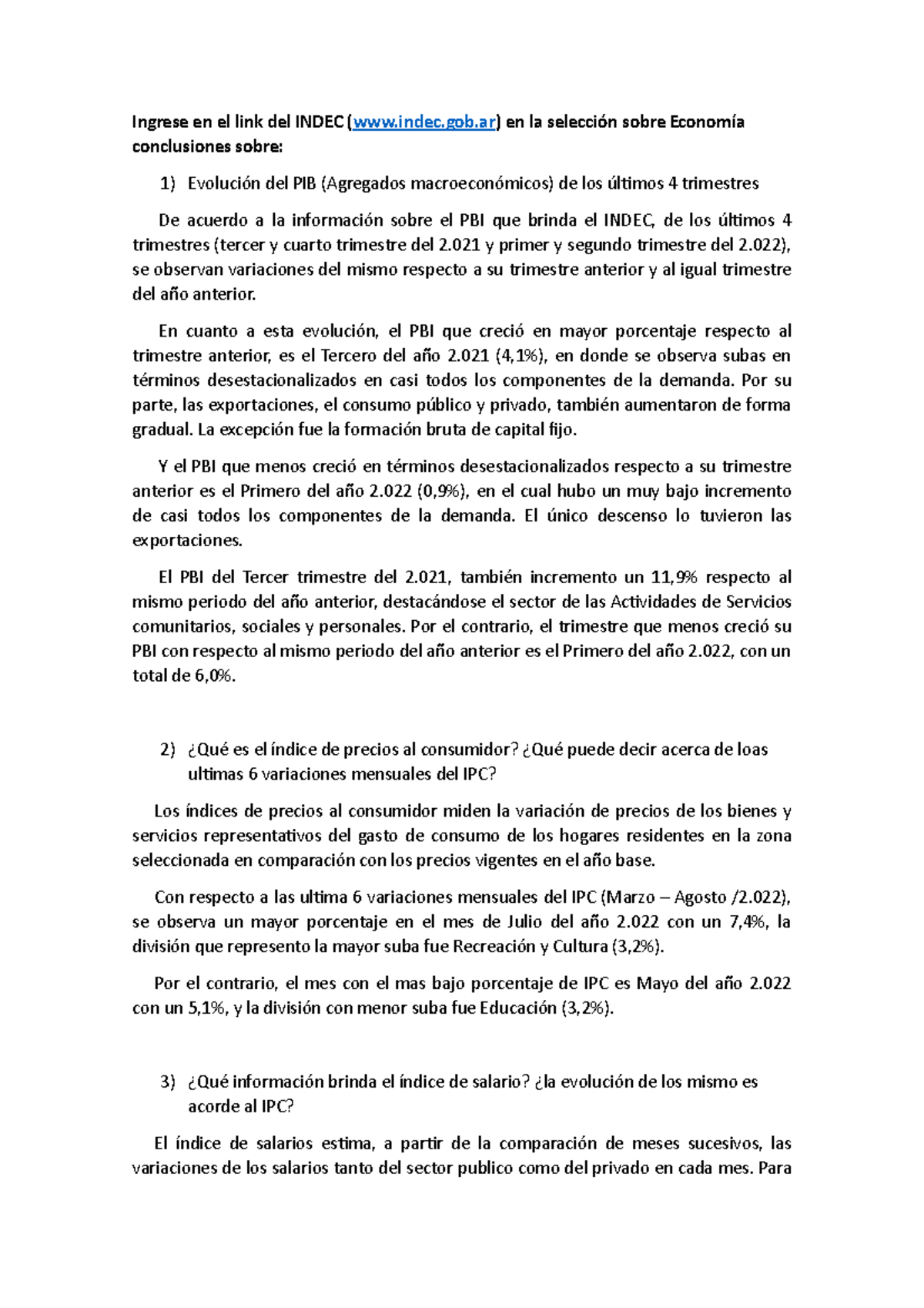 Tp Indec - resumen - Ingrese en el link del INDEC (indec.gob) en la ...