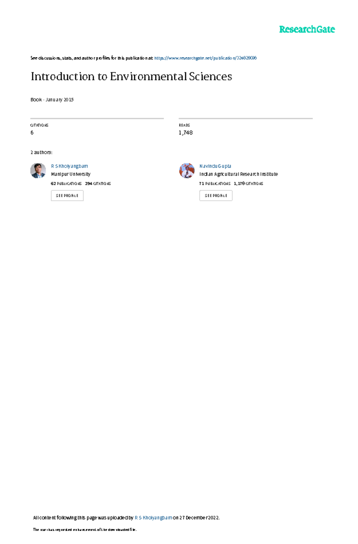 Introduction to Environmental Sciences - See discussions, stats, and ...