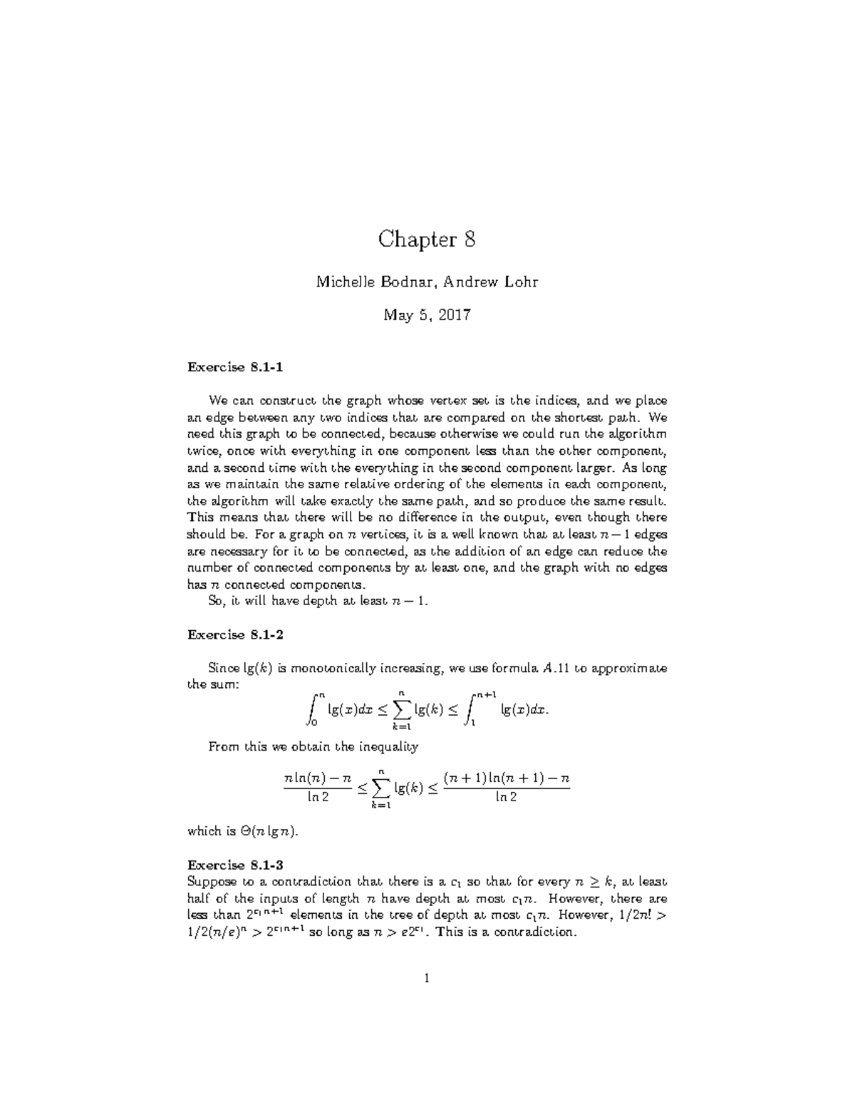 Chapter 8 solutions - Chapter 8 Michelle Bodnar, Andrew Lohr May 5 ...