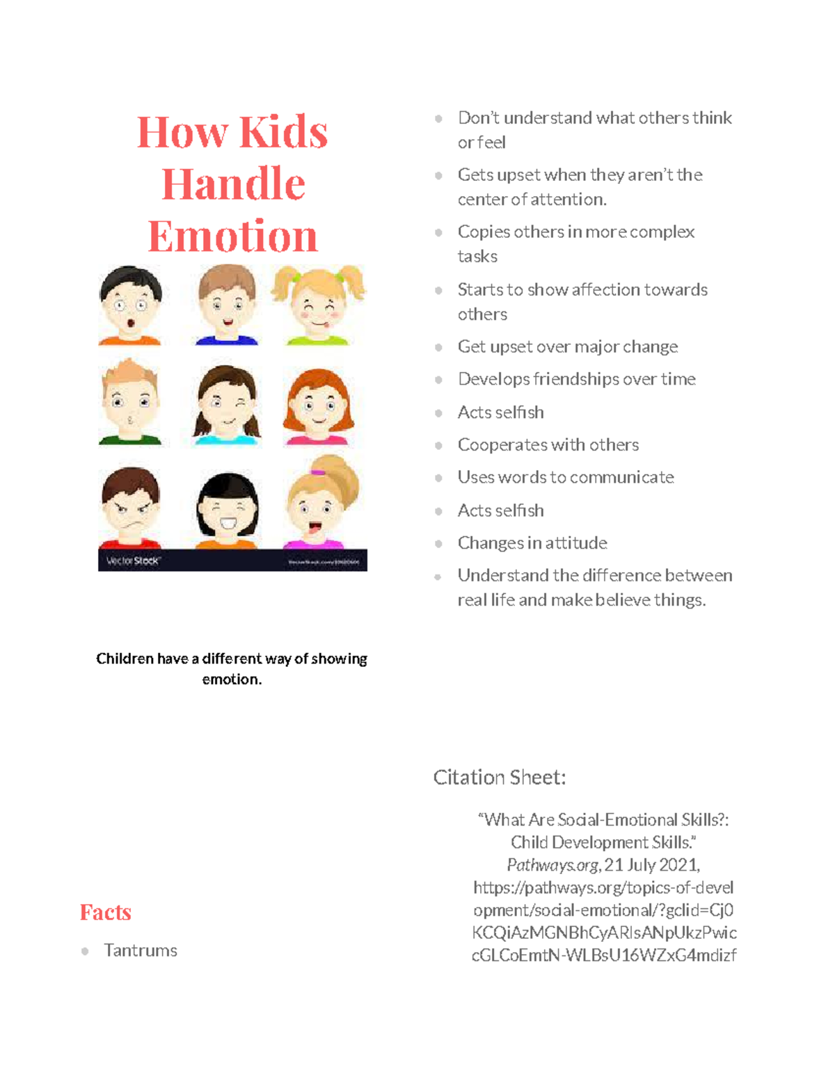 Level 1 Final Brochure and Citation - How Kids Handle Emotion Children ...
