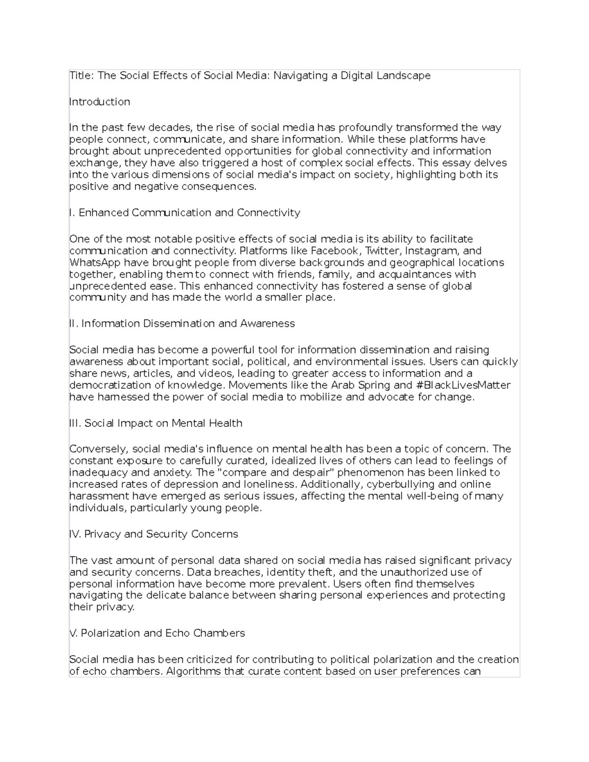 Social Media Essay For Assignment Title The Social Effects Of social-media-essay-for-assignment-title-the-social-effects-of