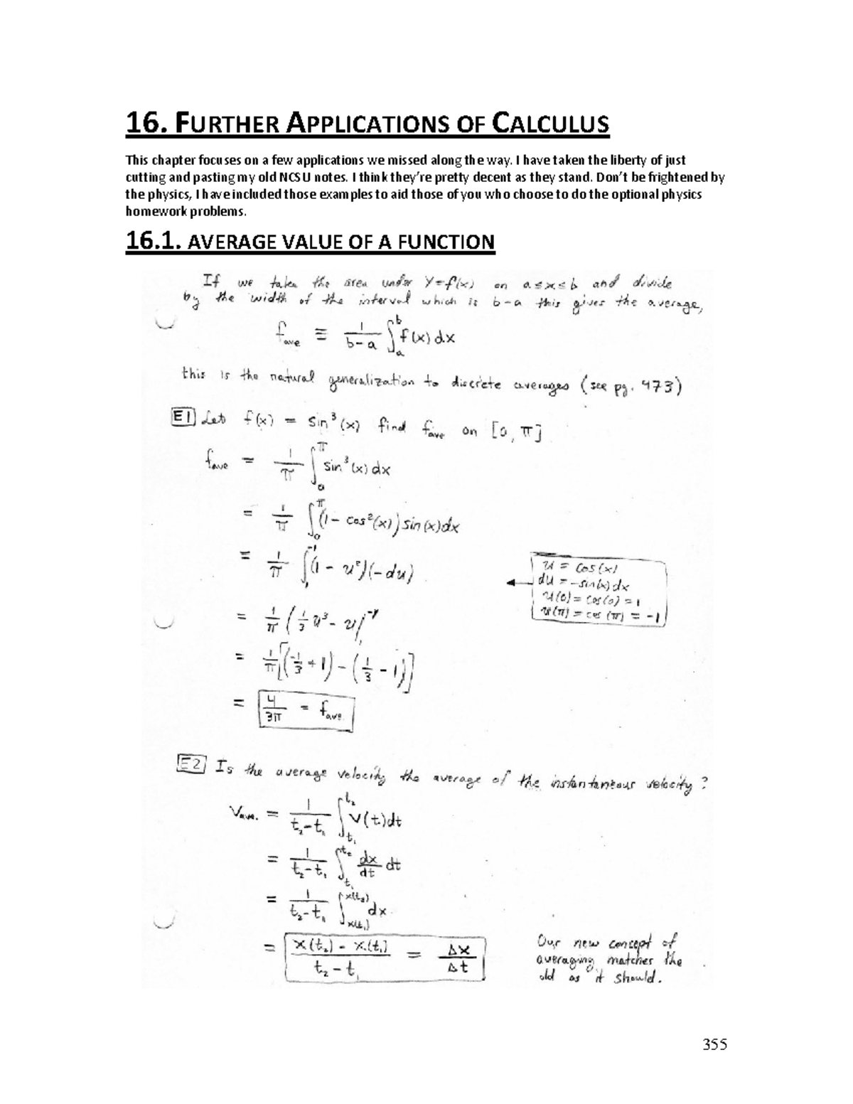 Lecture notes, lecture 16 - MATH 132 - 16. FURTHER APPLICATIONS OF ...