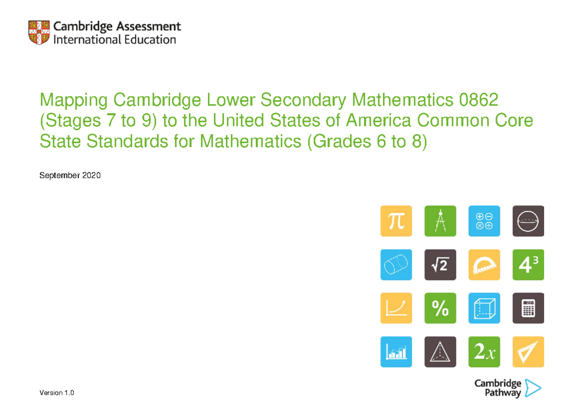 Cambridge Lower Secondary Mathematics CCSS mapping 0862 tcm143-595683 ...