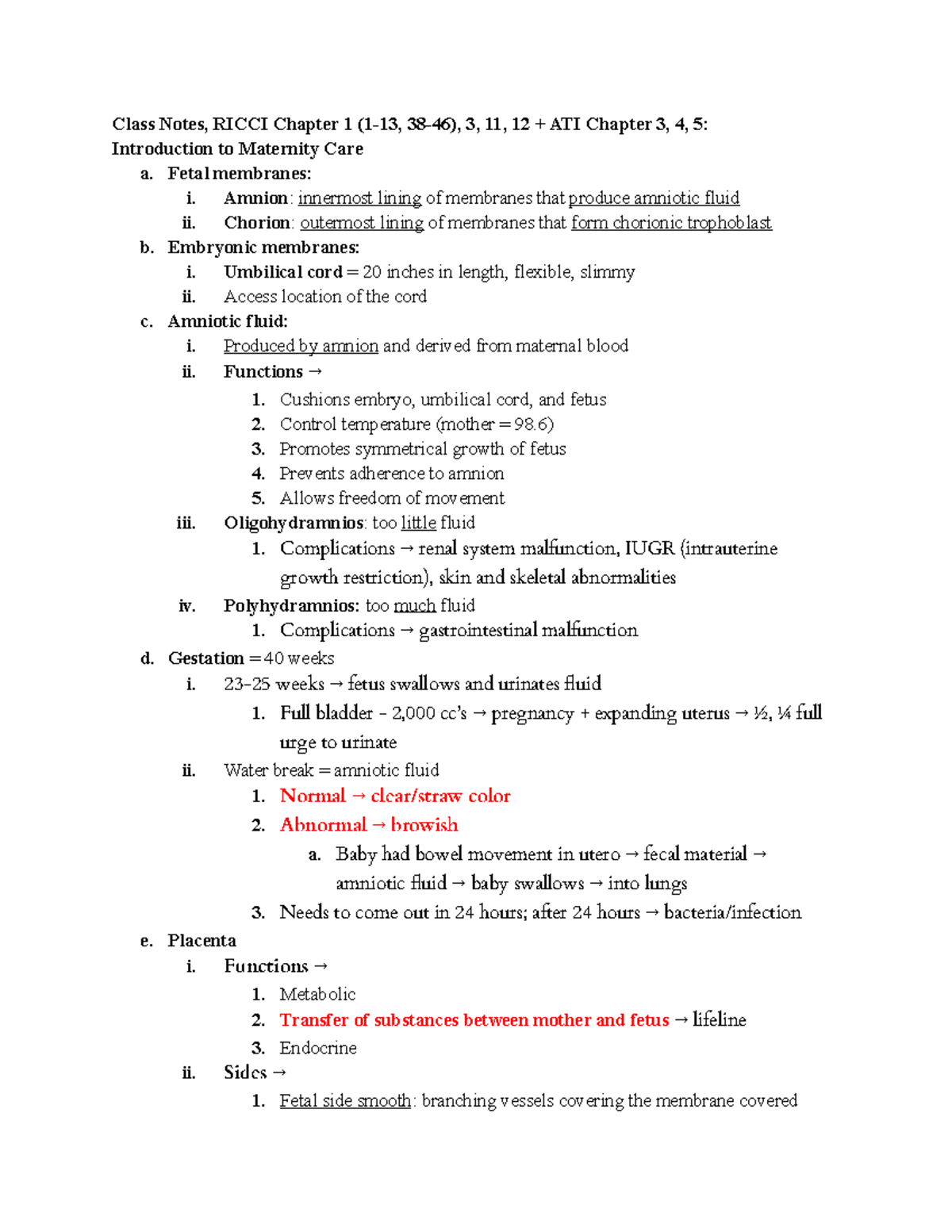 Quiz #1 Review - topics: - introduction to maternity care - antepartum ...