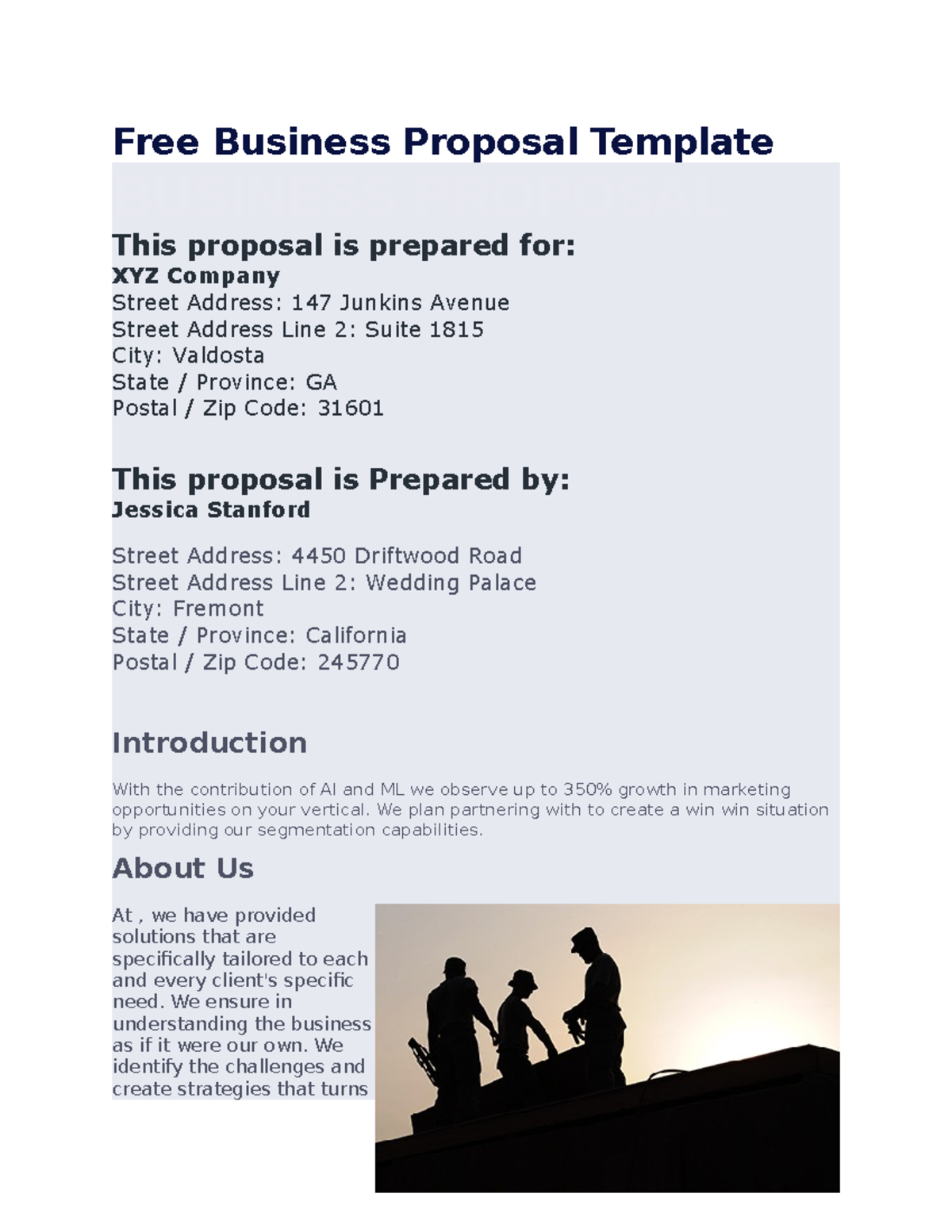 Business propasal - Free Business Proposal Template BUSINESS PROPOSAL ...