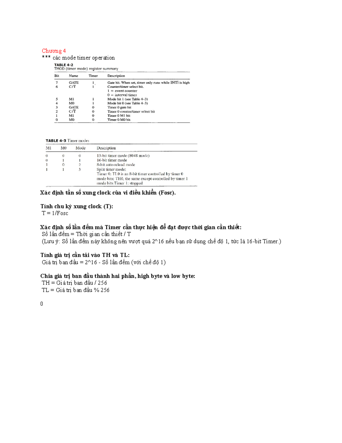 đề cương 8051 - 3124vqrewvrqwe - Chương 4 *** các mode timer operation ...