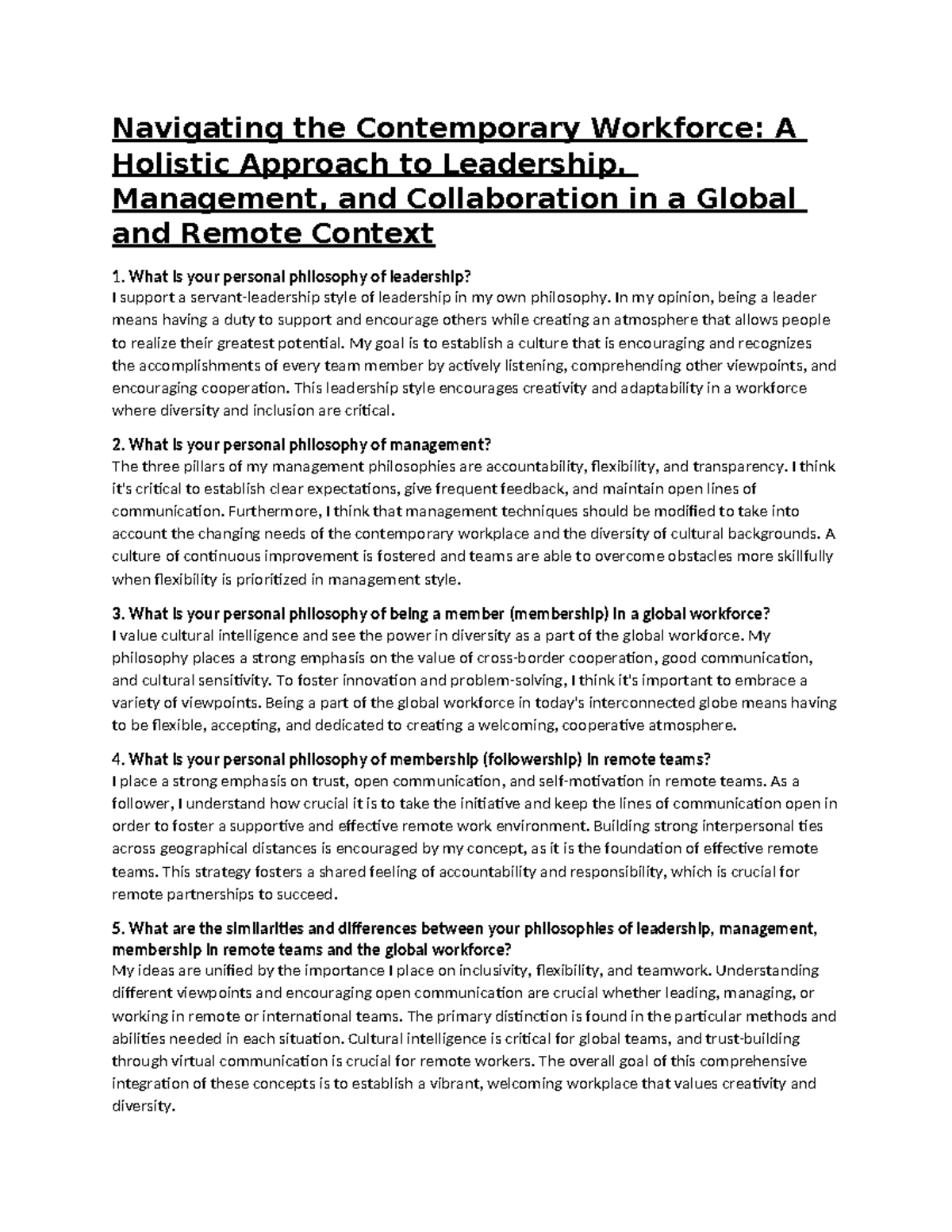 Navigating the Contemporary Workforce - What is your personal ...