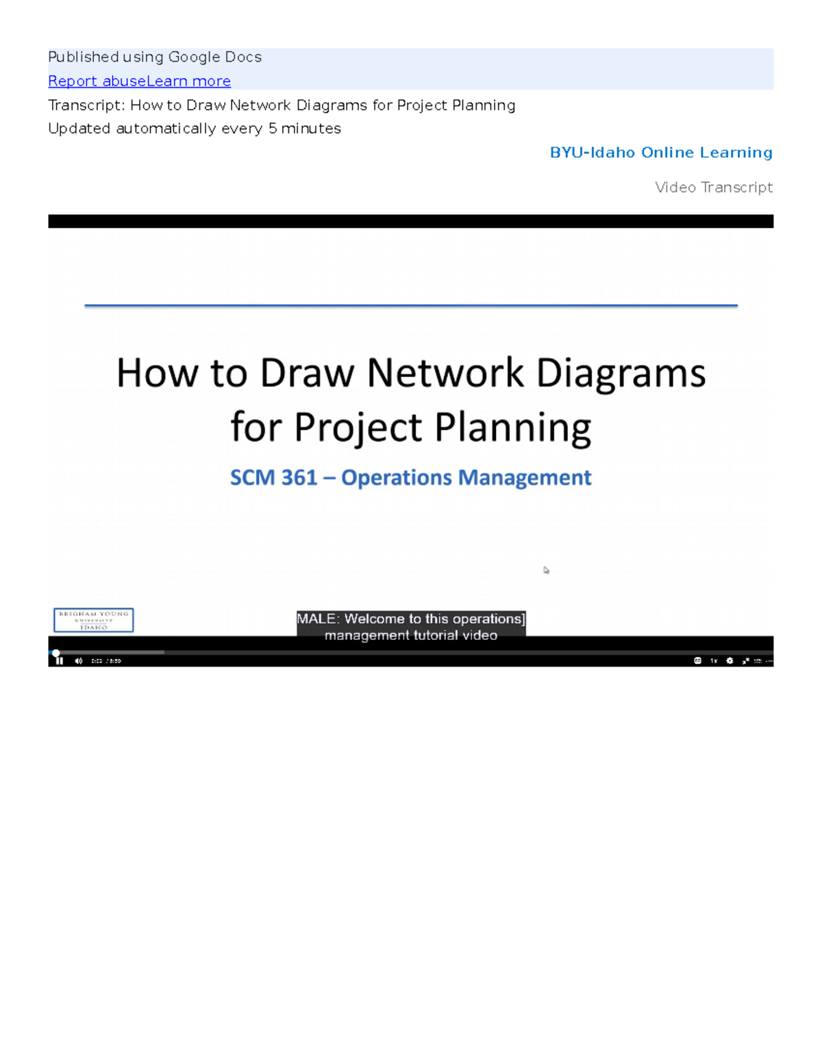SCM 361 WK05 Transcript How to Draw Network Diagrams for Project ...