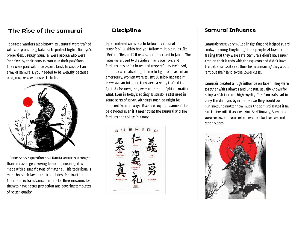 Samurai Brochure - The Rise of the samurai Japanese warriors also known ...