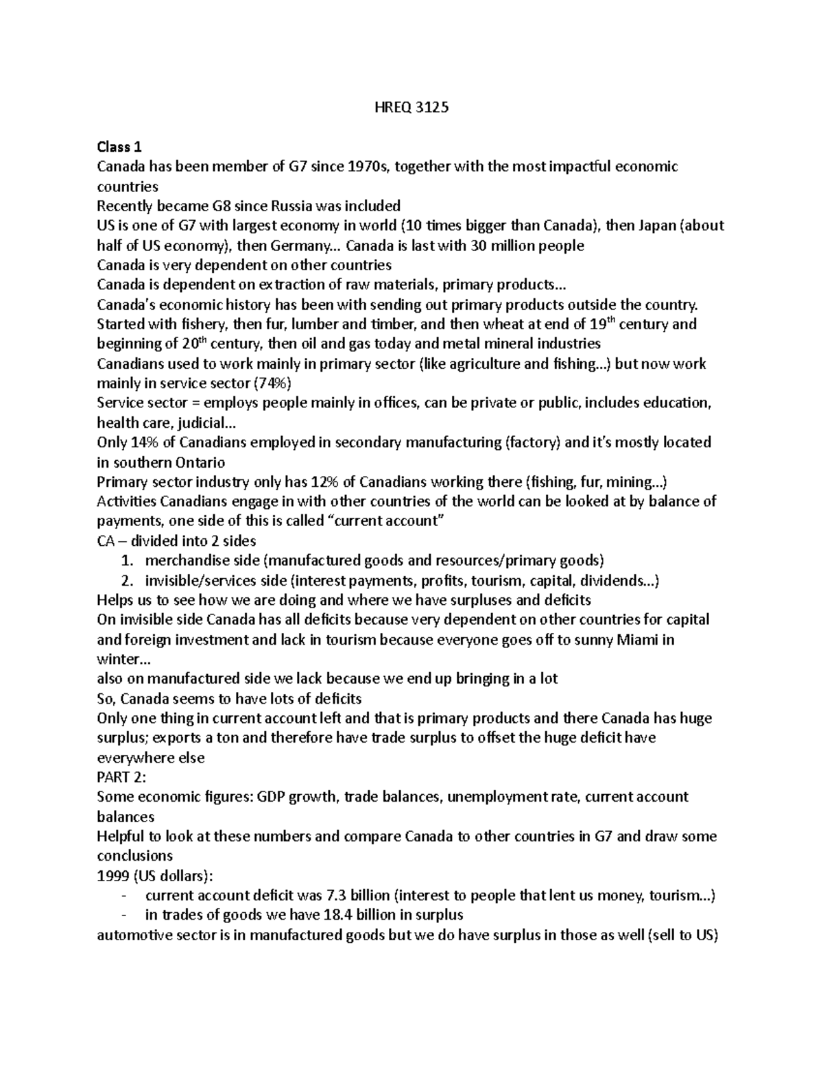 HREQ notes - class 1 - James Laxer - HREQ 3125 Class 1 Canada has been ...