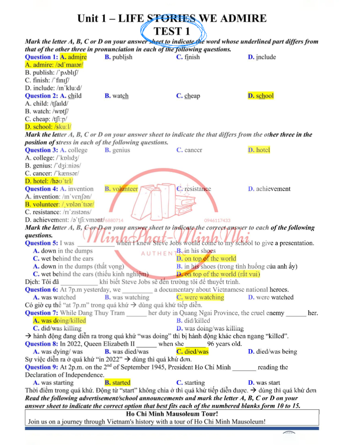 ĐÁP-ÁN-TEST-UNIT-1-GB12 240909 194145 - SWE ADMIRE he. cate 1) word ...