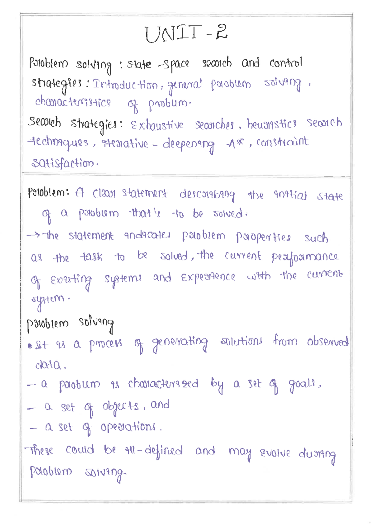 AI UNIT 2 - Ejjdjdfjf - UNIT 2 Problem solving : state search and control strategies ...