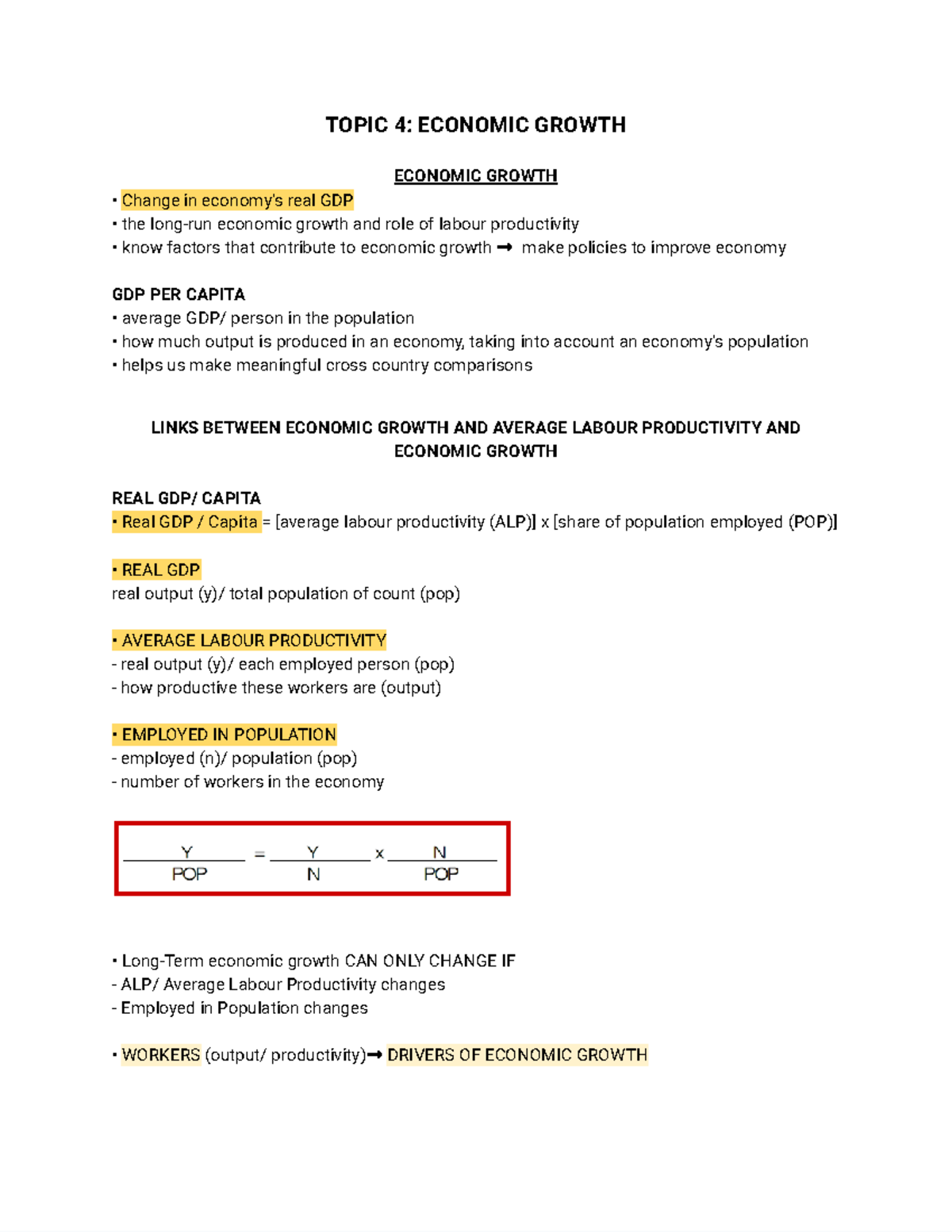 ECON1102 notes - Topic 4 Google Docs - TOPIC 4: ECONOMIC GROWTH ...