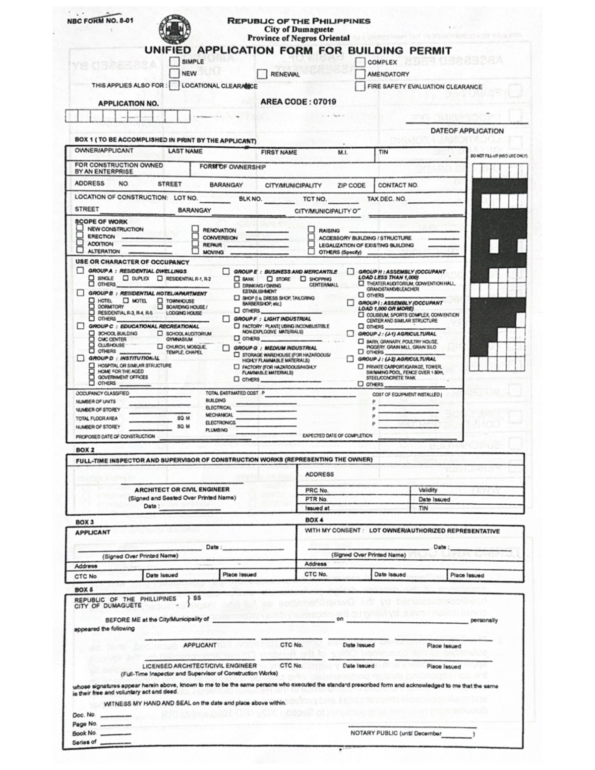 Building Permit 2 - NBC FORM NO. REPUBLIC OF THE PHILIPPINES City of ...