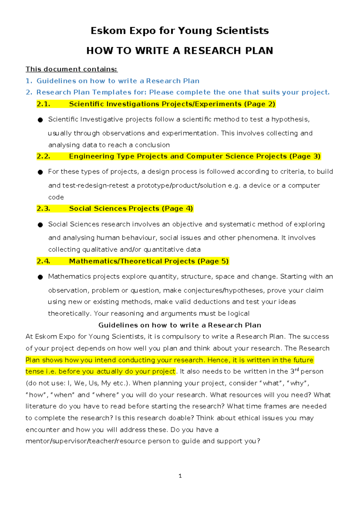 Research Plan Template for all types of projects - Copy - Eskom Expo ...