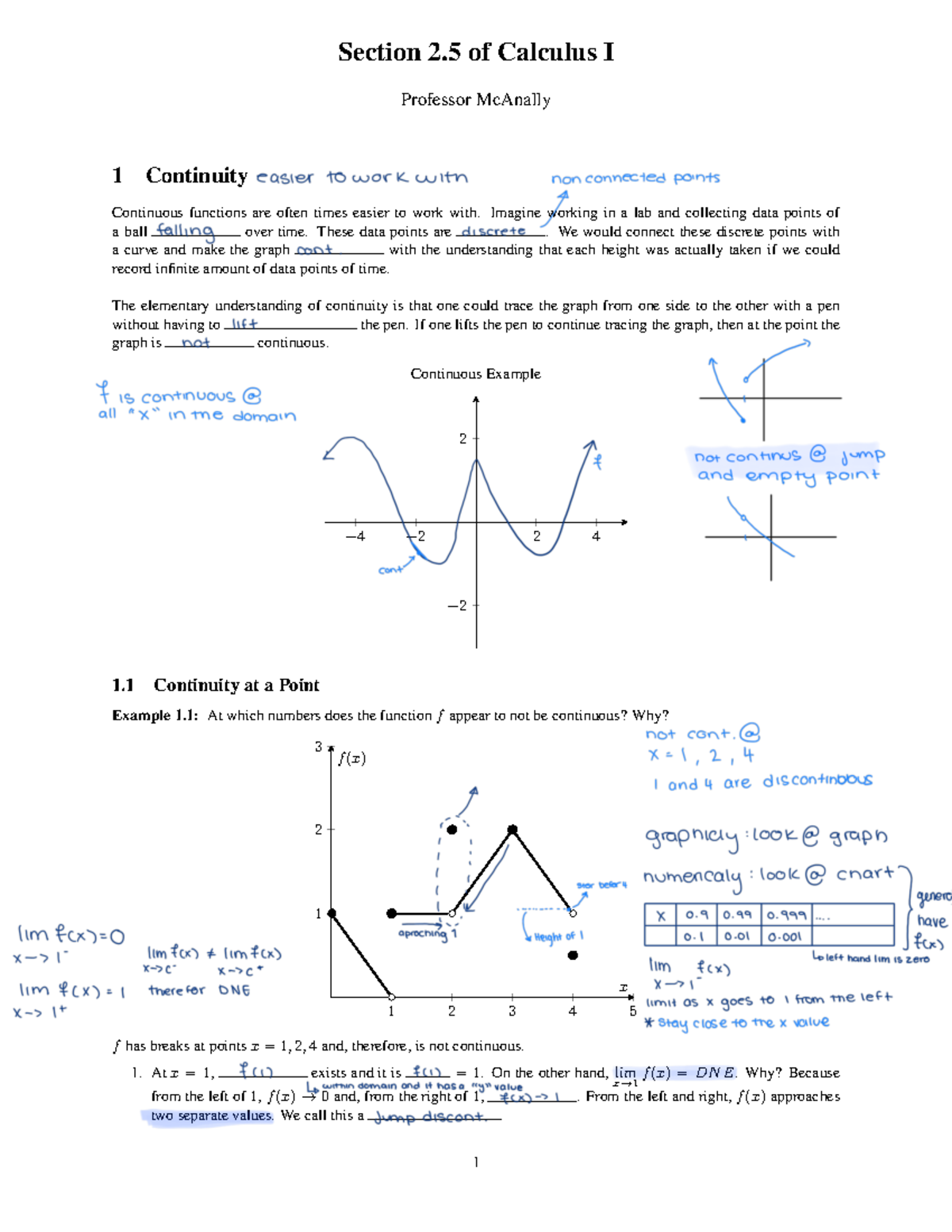 FA23 Calc Section 2.5 - Section 2 of Calculus I Professor McAnally 1 ...