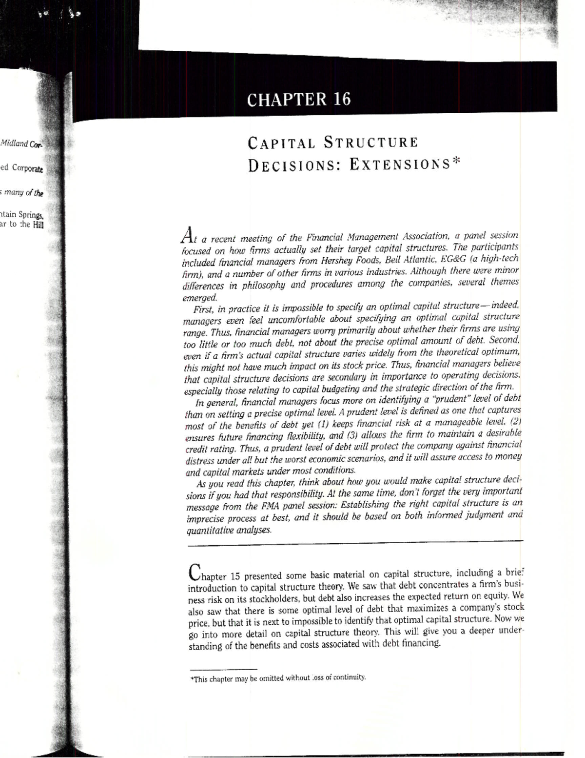 Chapter 16 BE-10th ed-Capital Structure Decisions Extensions - FIN 456 - Studocu