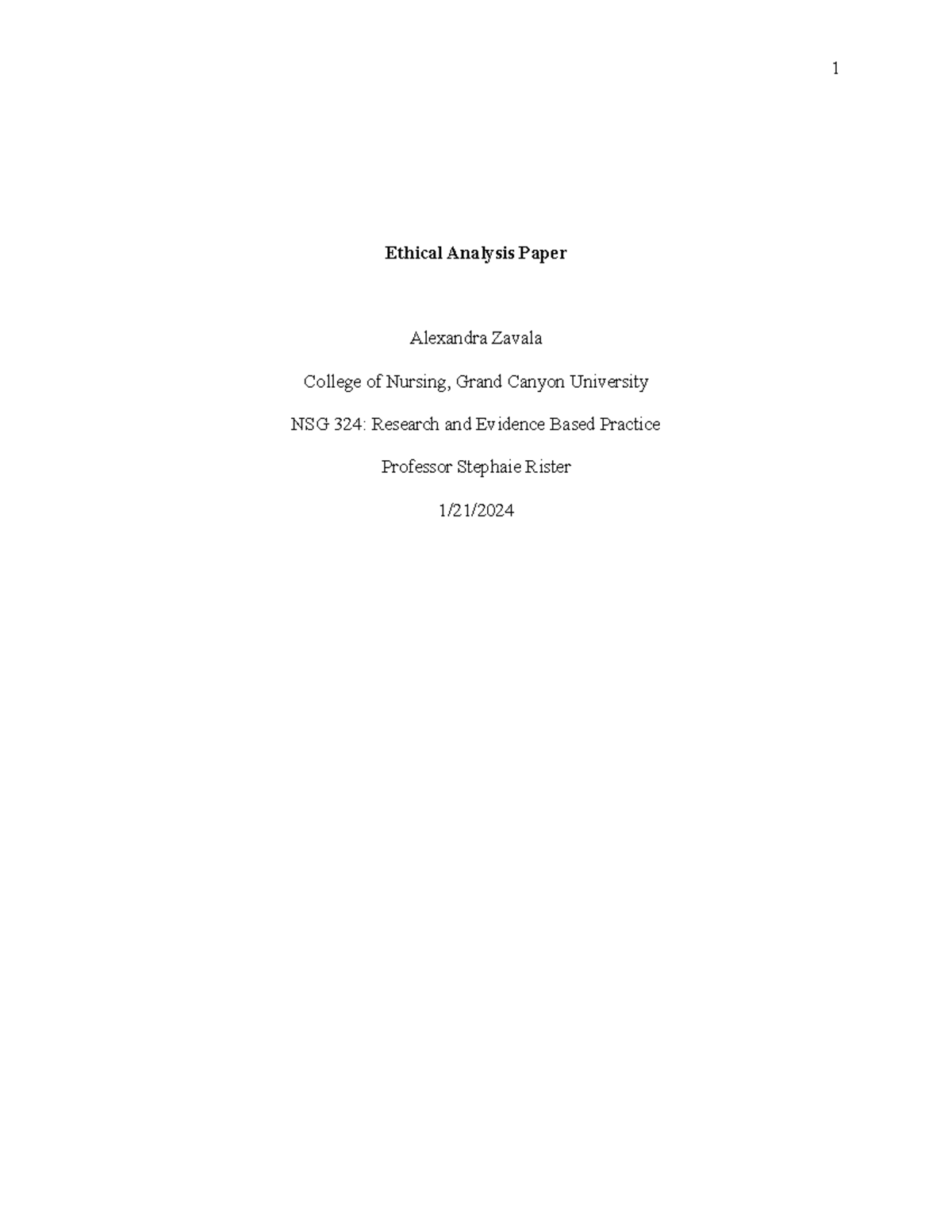 Sample Paper Template - Ethical Analysis Paper Alexandra Zavala College ...