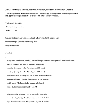 CMSC 140 - Project 1 - Spring 2019 CMSC 140 Programming Project 1 ...