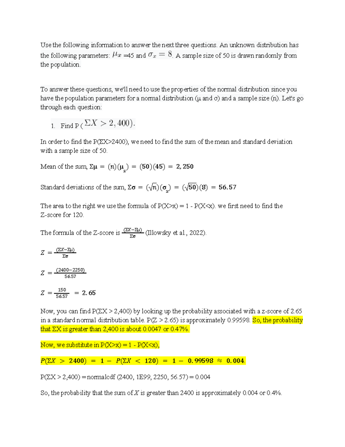 MATH 1280 Learning Journal Unit 8 - Use the following information to answer the next three - Studocu