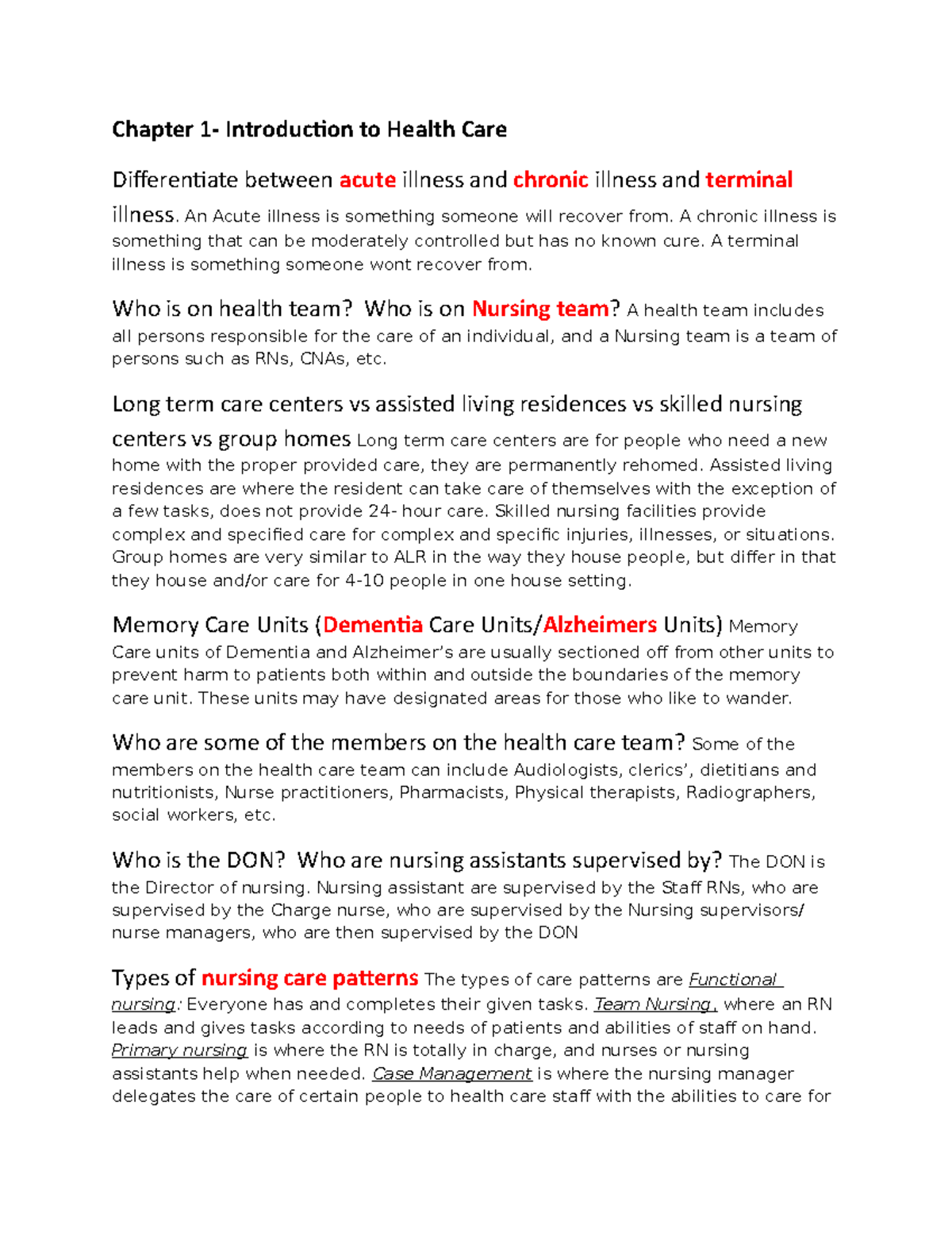 Chapter 1 notes - gives an overall summary of what you'll be learning ...