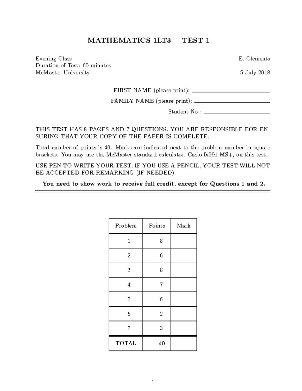 M1LT3E T1 july2018 - Testing 1hsagd, che bio, physics - MATHEMATICS ...