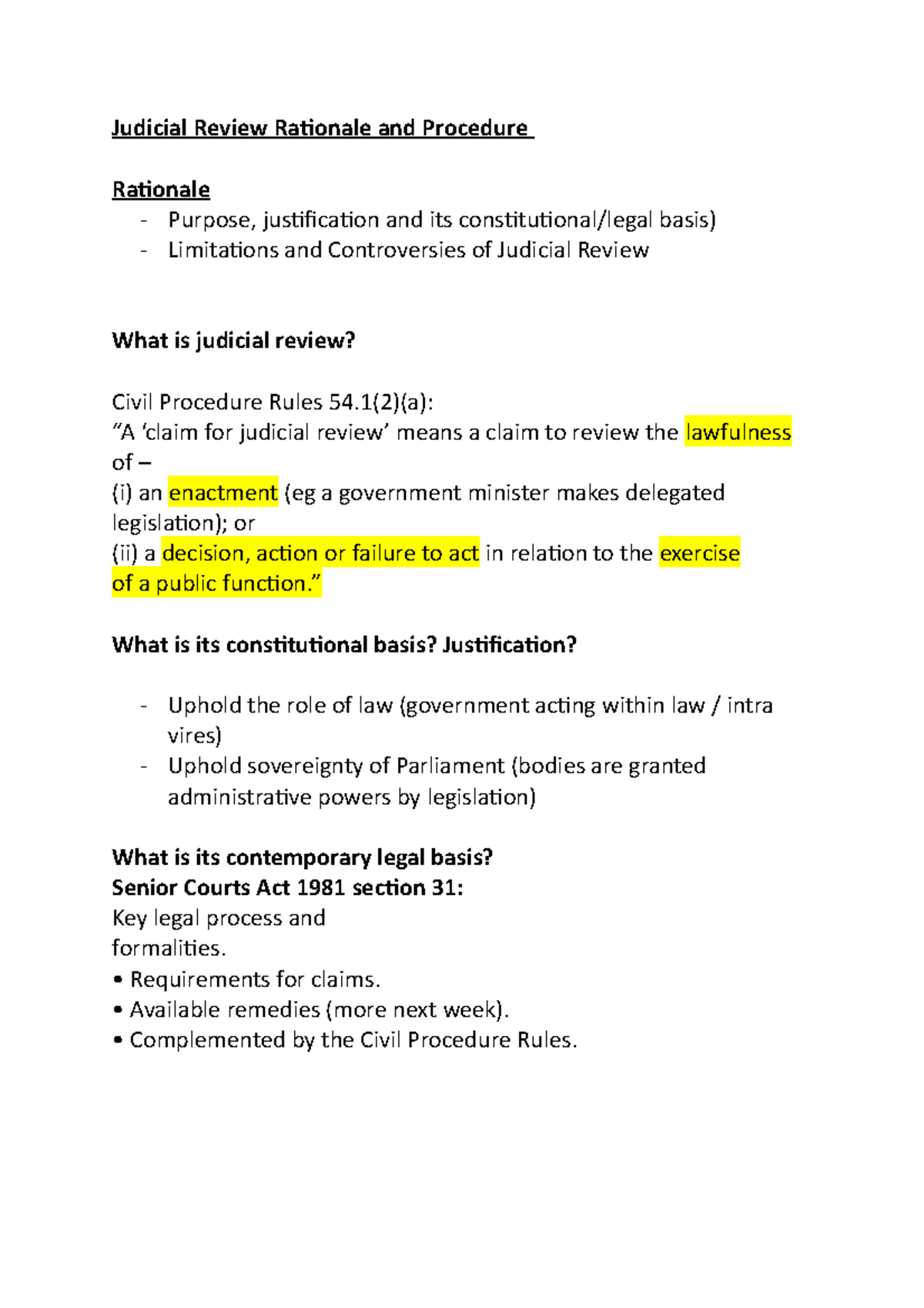 Judicial Review Rationale and Procedure - Judicial Review Rationale and ...