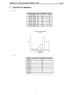 Tutorials 2 PRACTICE QuestionS - Statistics 1C2 : Tutorial Questions : 2021 page 2 2 Tutorial ...
