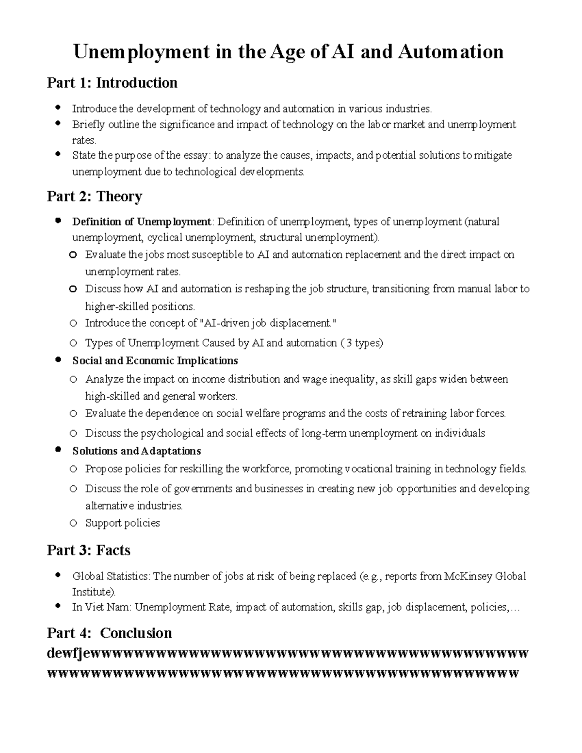 Draft - Unemployment in the Age of AI and Automation Part 1 ...