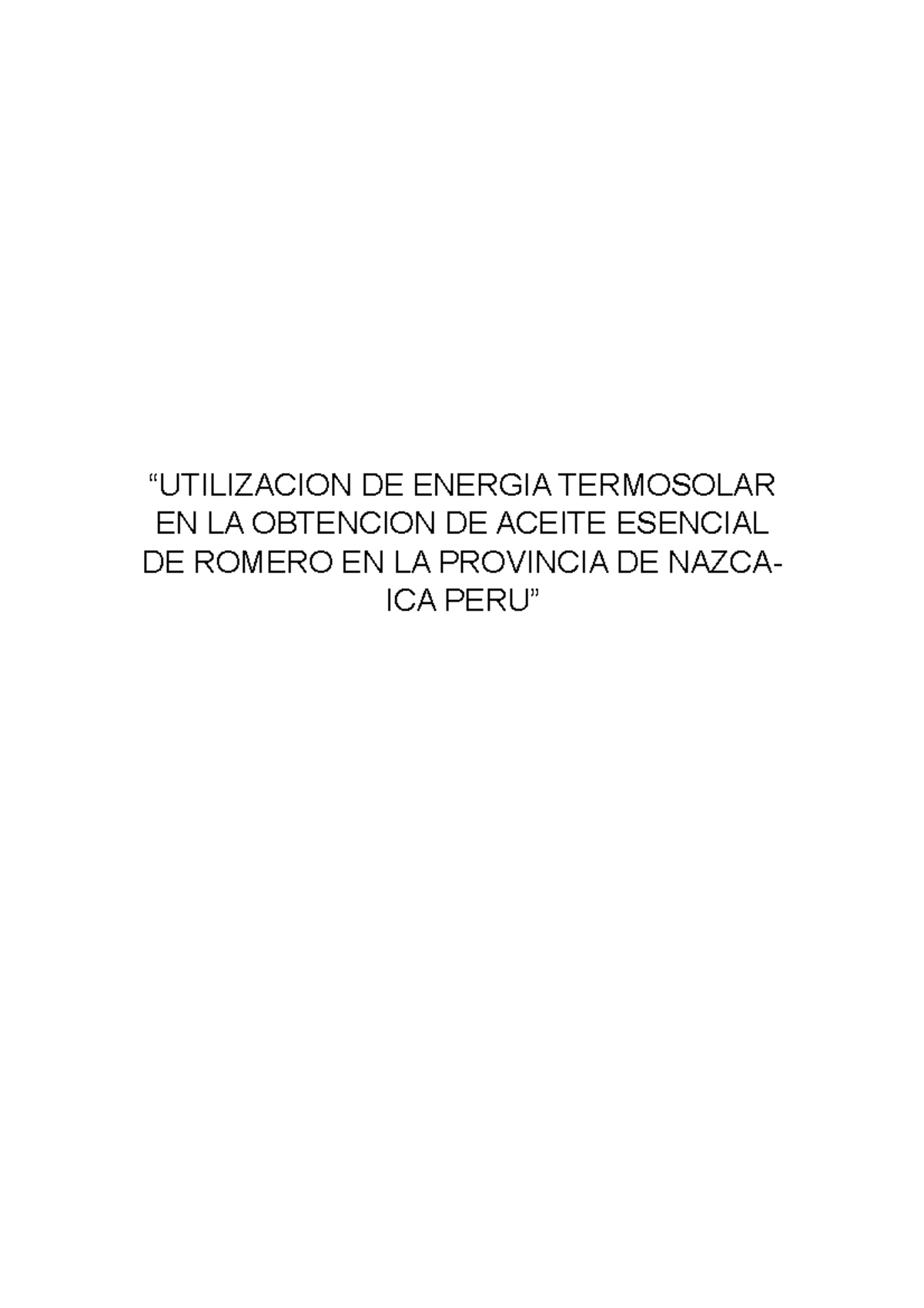 Destilacion Solar DE Romero - “UTILIZACION DE ENERGIA TERMOSOLAR EN LA ...