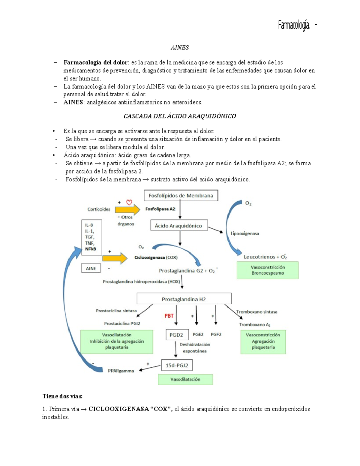 Aines - Farmacología. - AINES Farmacología del dolor: es la rama de la ...