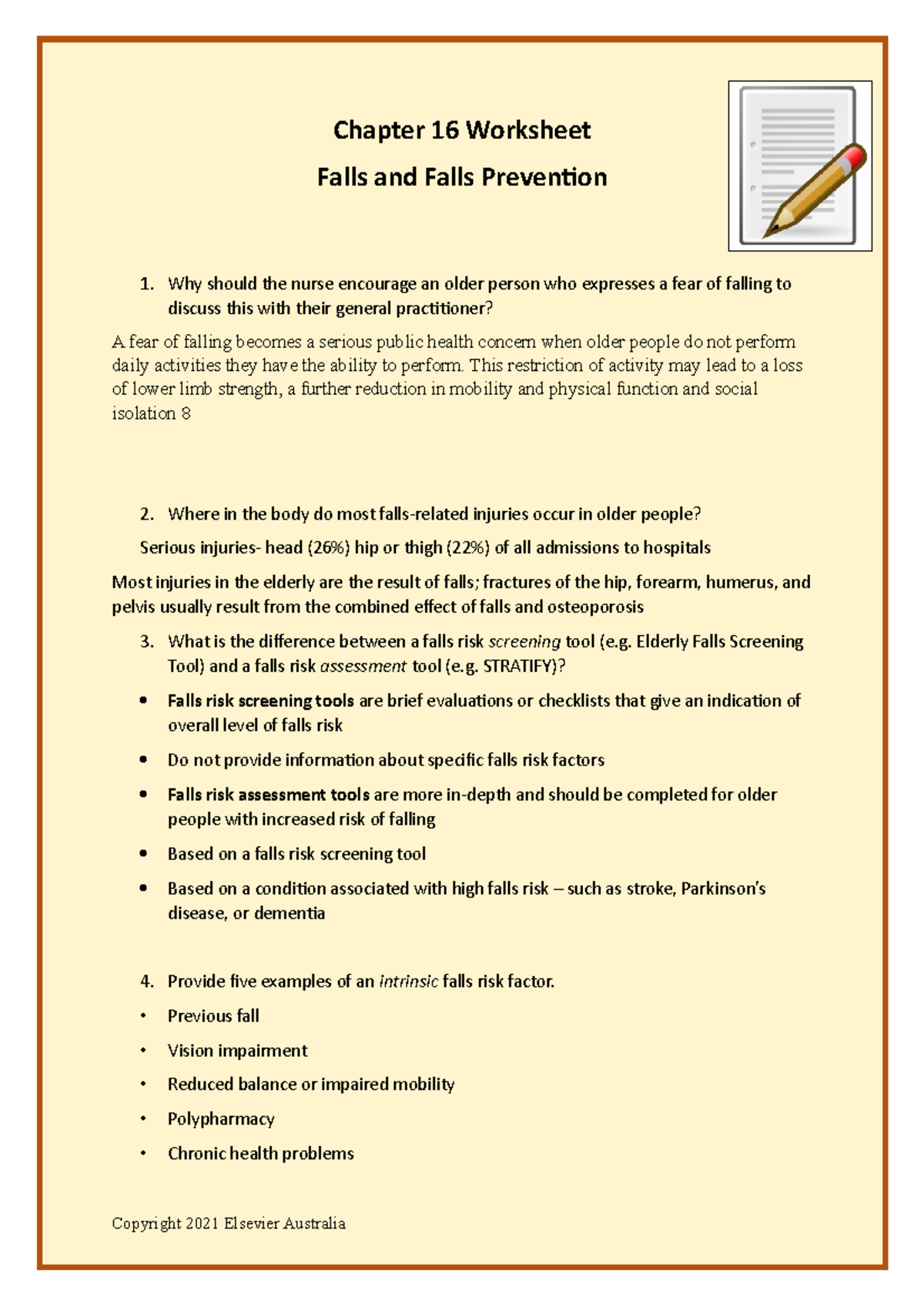 Week 4 HA Worksheet 1(falls) - Chapter 16 Worksheet Falls and Falls ...