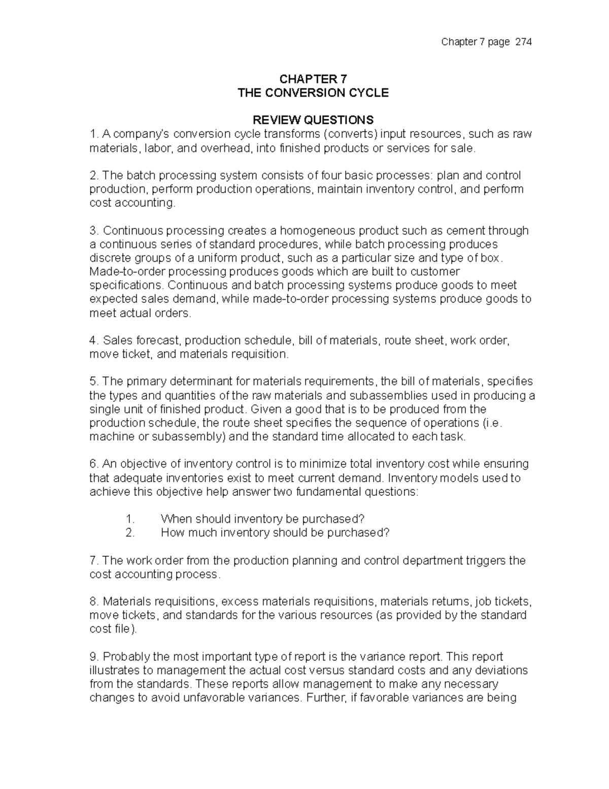 Chap-7 - IAS - CHAPTER 7 THE CONVERSION CYCLE REVIEW QUESTIONS A ...