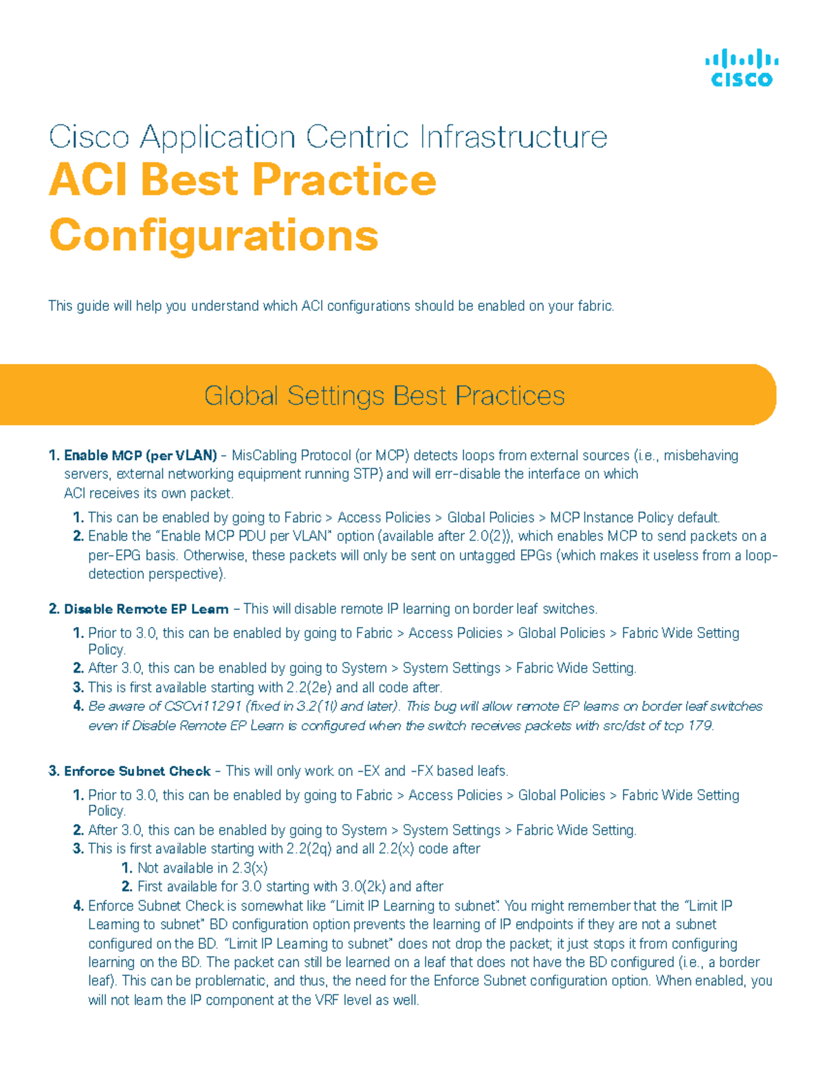 Aci guide best practice configurations - 200-125 - Studocu