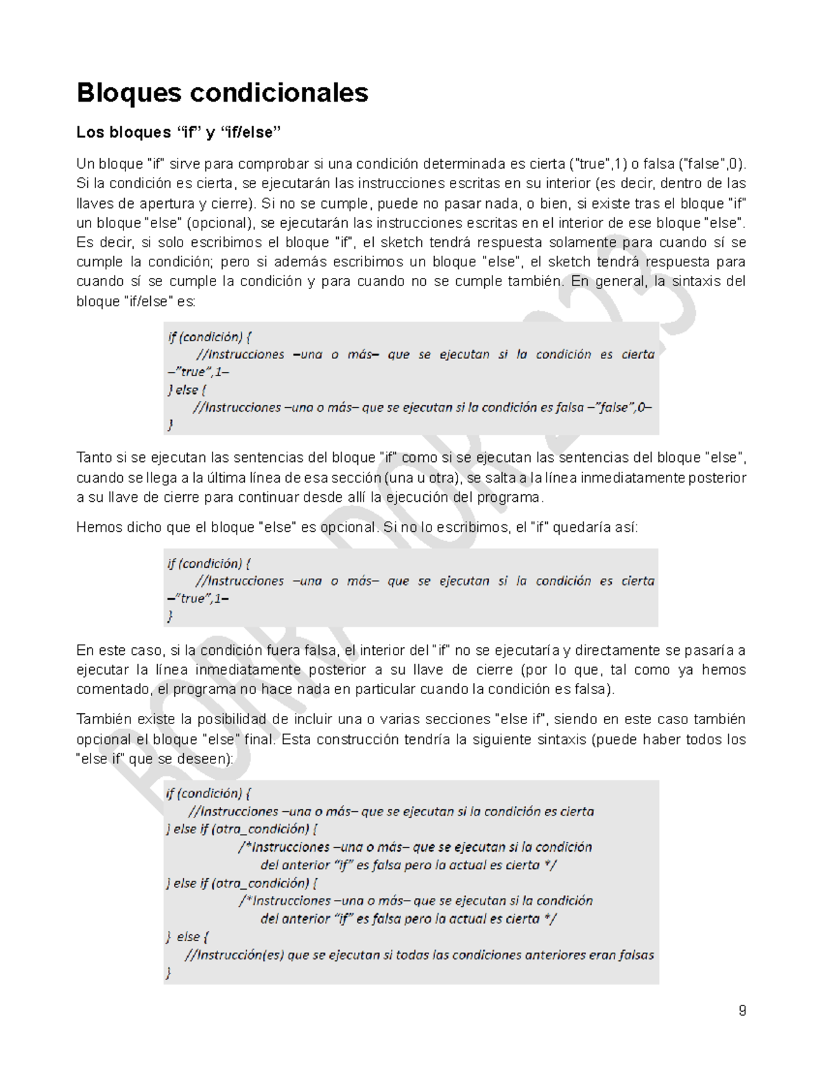 4.- Bloques condicionales - Bloques condicionales Los bloques “if” y ...