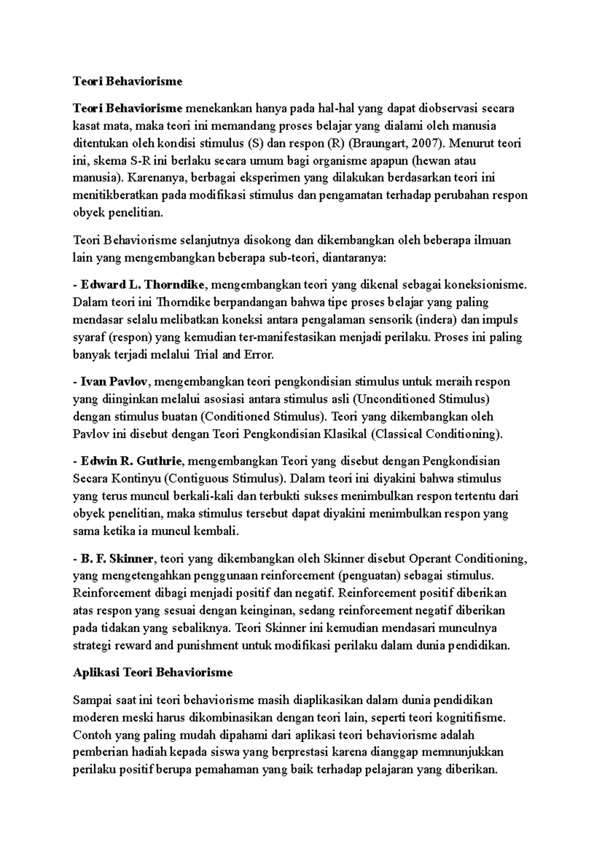 Teori Behaviorisme - Belajar dan Pembelajaran - Teori Behaviorisme ...