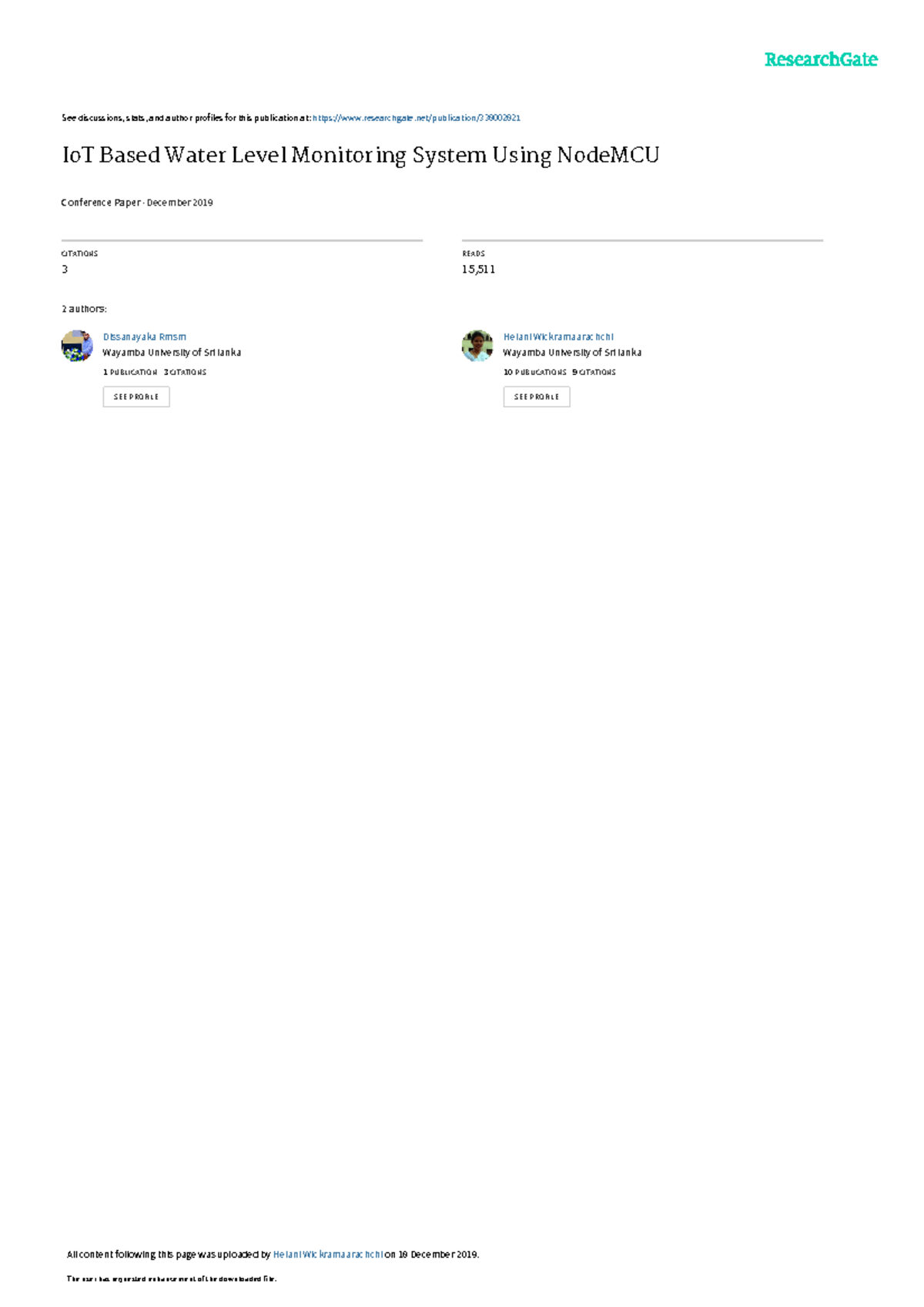 Io TBased Water Level Monitoring System Using Node MCU - See ...