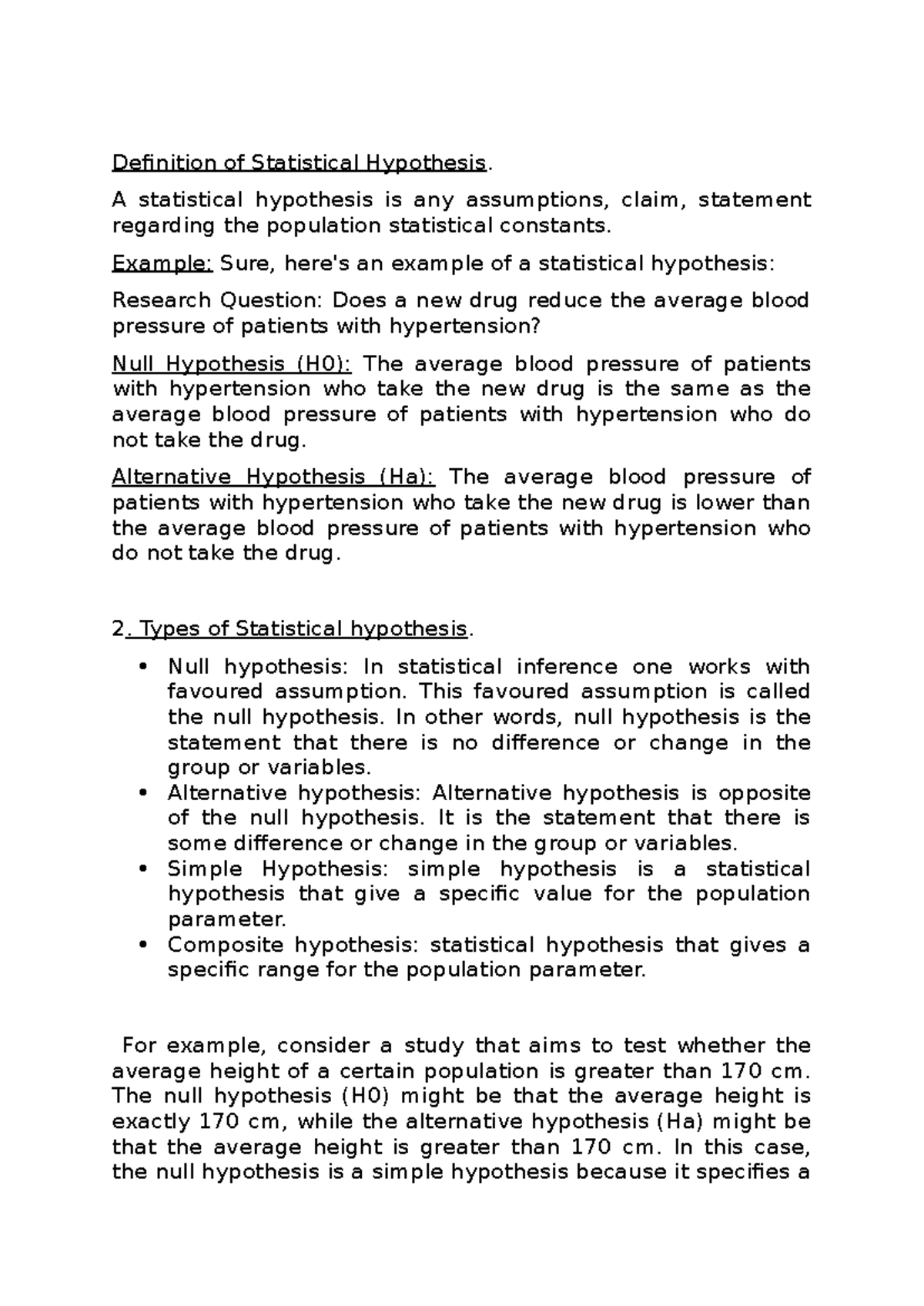 Definition of Statistical Hypothesis - A statistical hypothesis is any ...