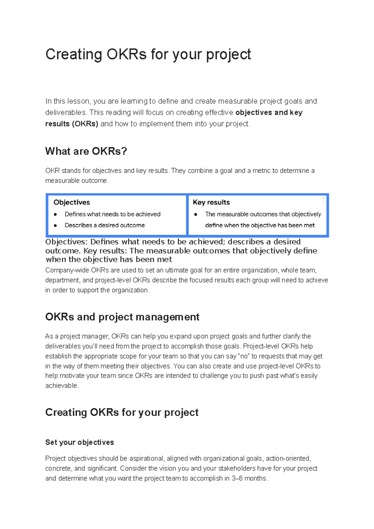Creating OKRs for your project 110 - Creating OKRs for your project In ...