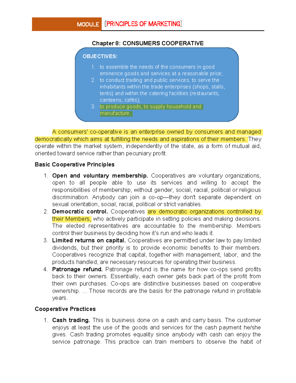 Chapter 8 - Consumers Cooperative - Chapter 8: CONSUMERS COOPERATIVE A ...
