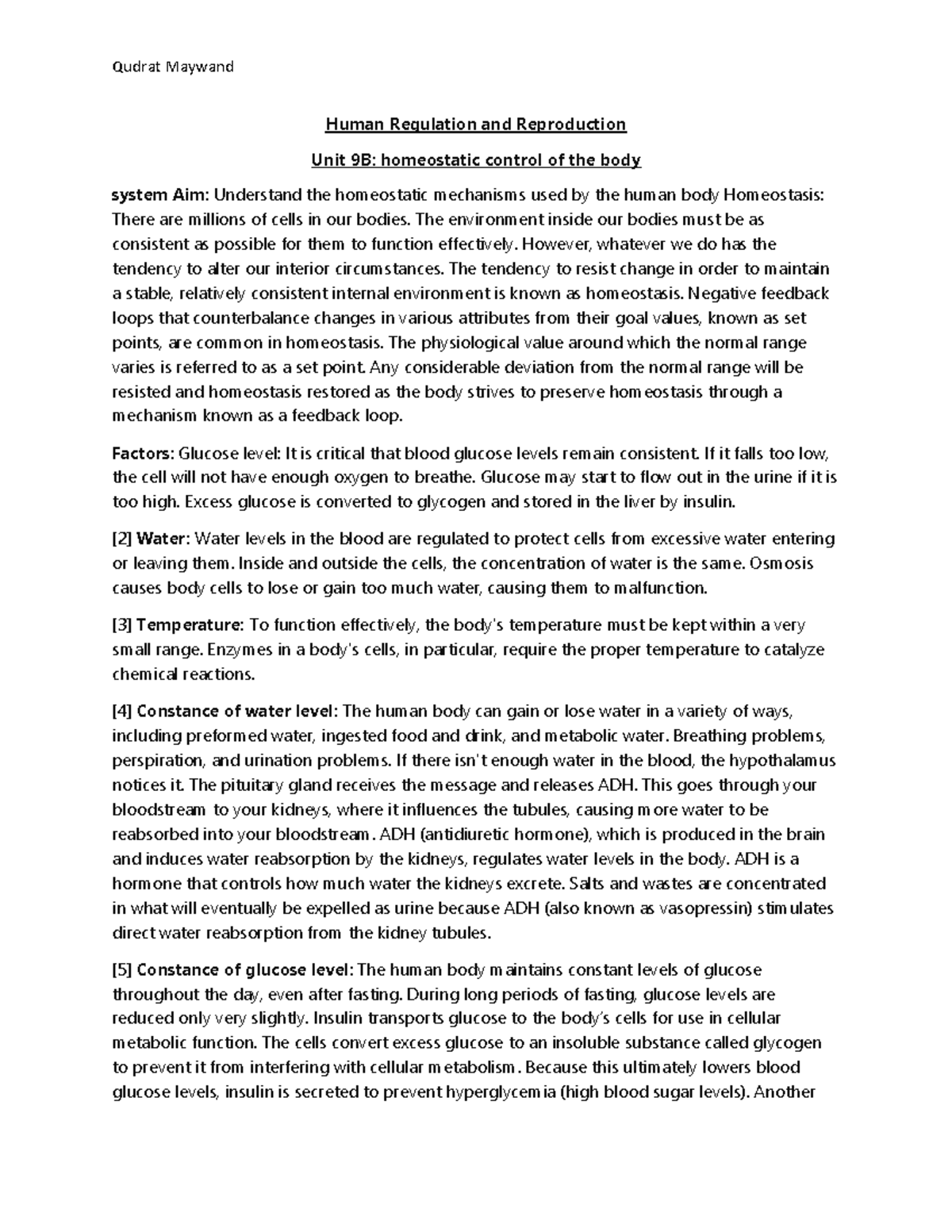 Human Regulation and Reproduction - The environment inside our bodies ...