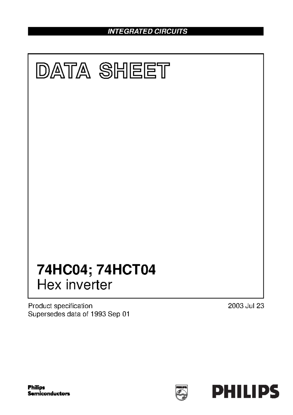 74HC04 - Datasheet para circuito integrado - DATA SHEET Product ...