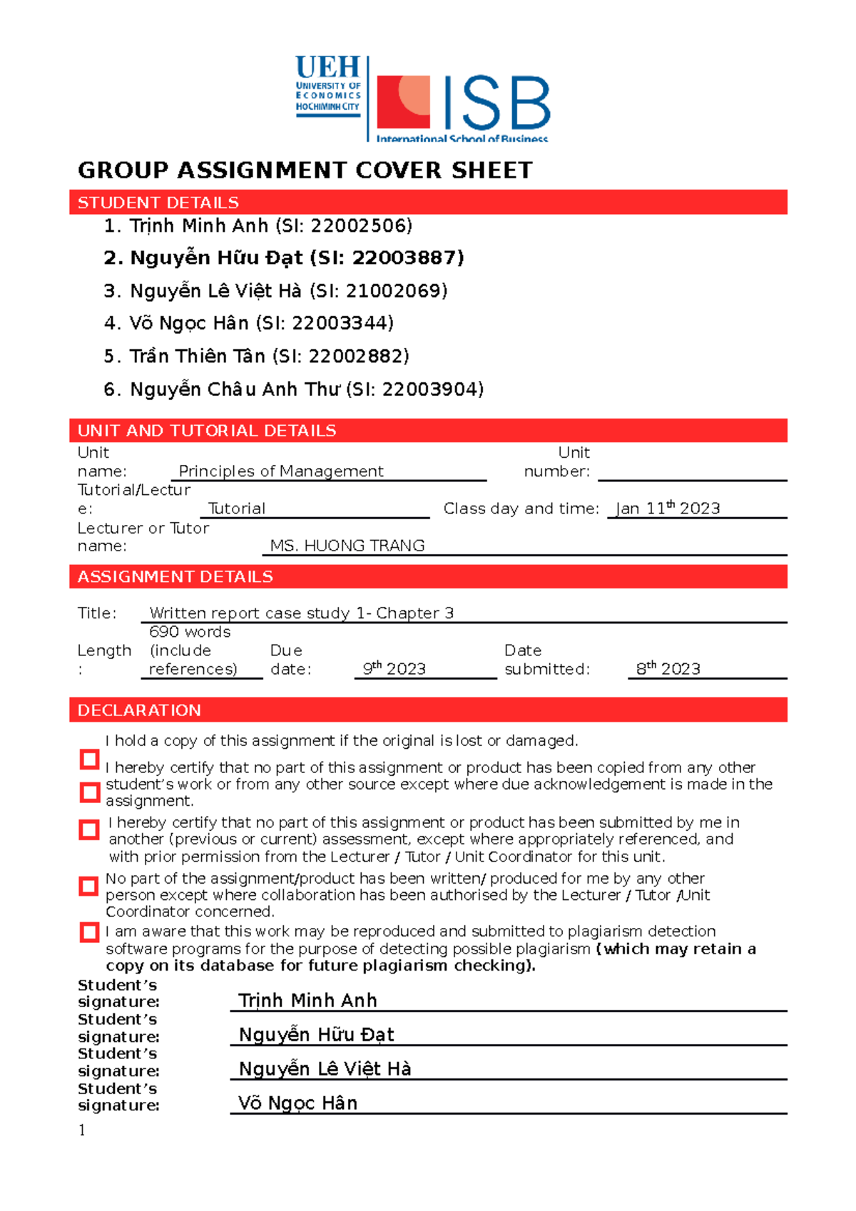 PM3 Tutorial Written report Group 1 - GROUP ASSIGNMENT COVER SHEET ...