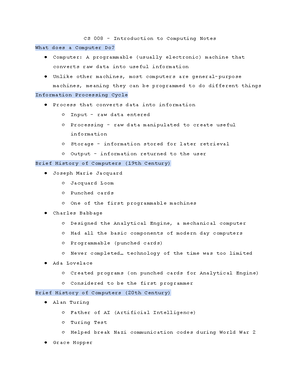 CS008 Lecture Notes - COMPUTER SCIENCE 008 FALL SEMTER 2018 INSTRUCTOR ...