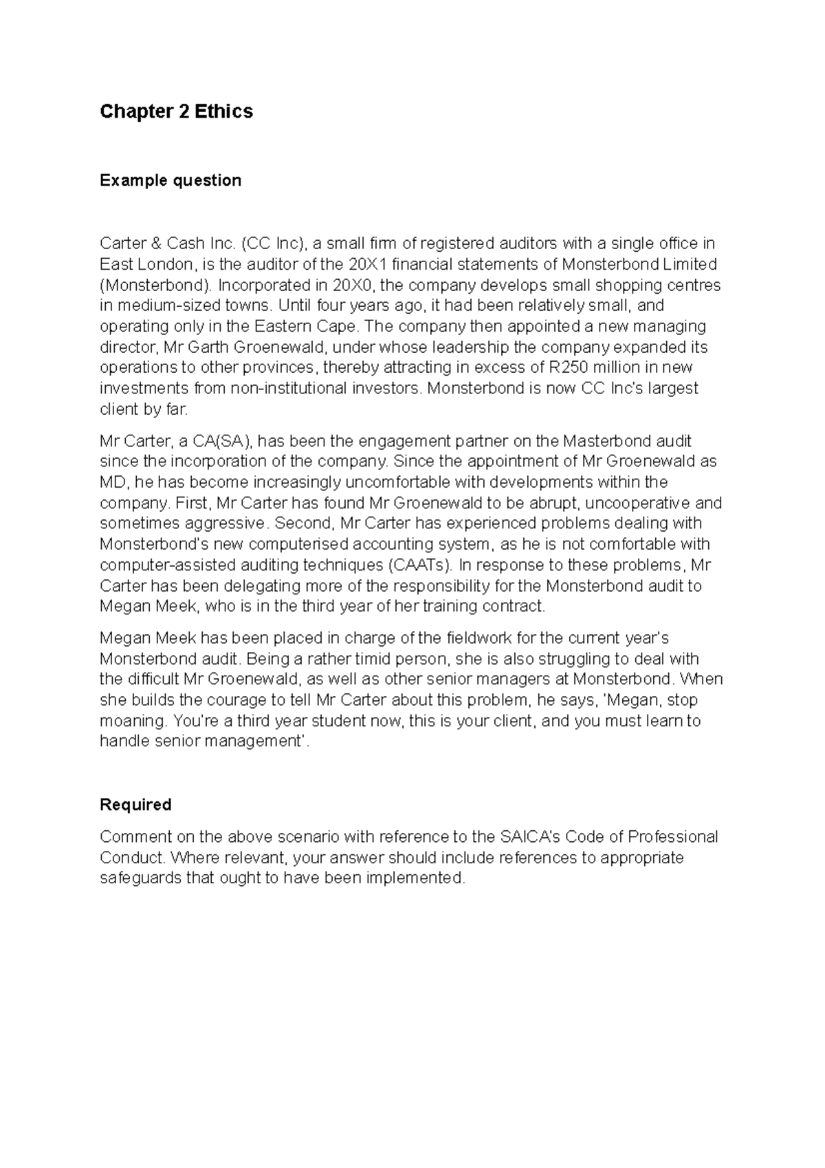 Chapter 2 Ethics Examples for class discussion - Chapter 2 Ethics ...