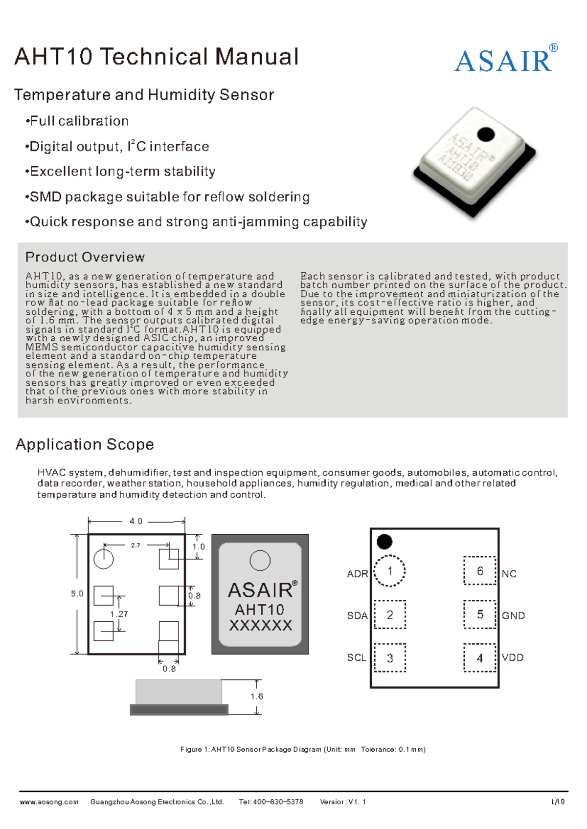 AHT10 - Delta - AHT10 Technical Manual Temperature and Humidity Sensor ...