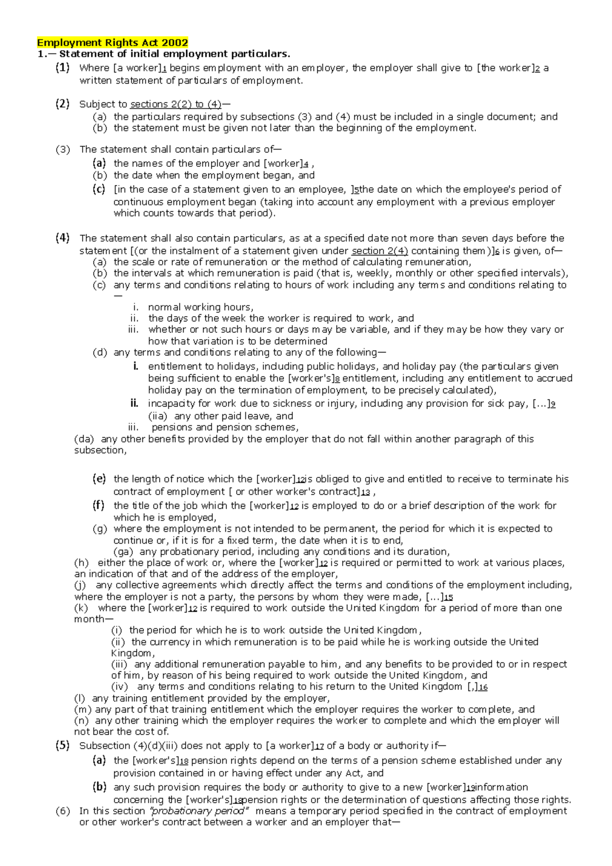 S1-3 ERA 1996 and Schedule 5 ERA 2002 - Employment Rights Act 2002 1 ...
