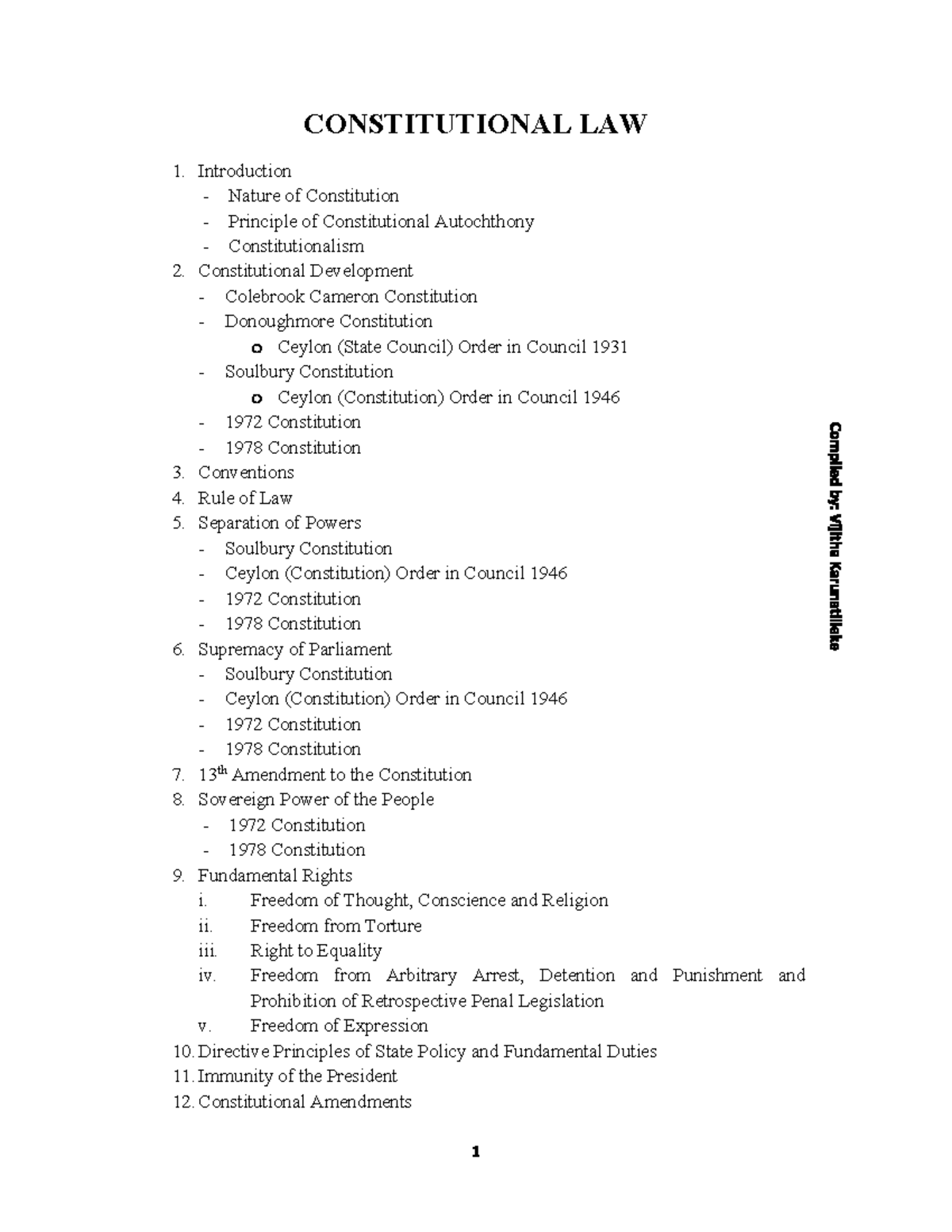 Constitutional Law - Lecture notes 5 - CONSTITUTIONAL LAW Introduction ...
